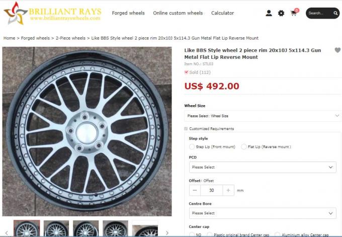 Like BBS Style wheel 2 piece rim Gun Metal Flat Lip Reverse Mount